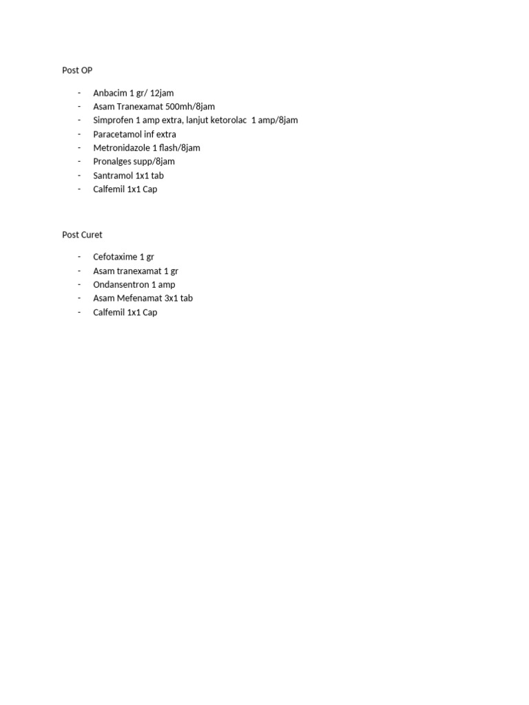 Post-Operative Medication Protocol | PDF