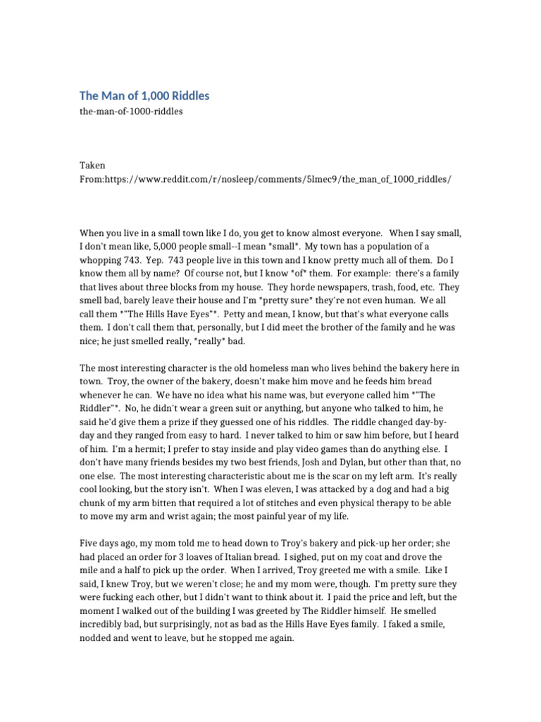 The Man of 1000 Riddles | PDF