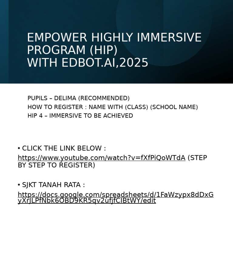 EMPOWER HIGHLY IMMERSIVE PROGRAM (HIP) | PDF