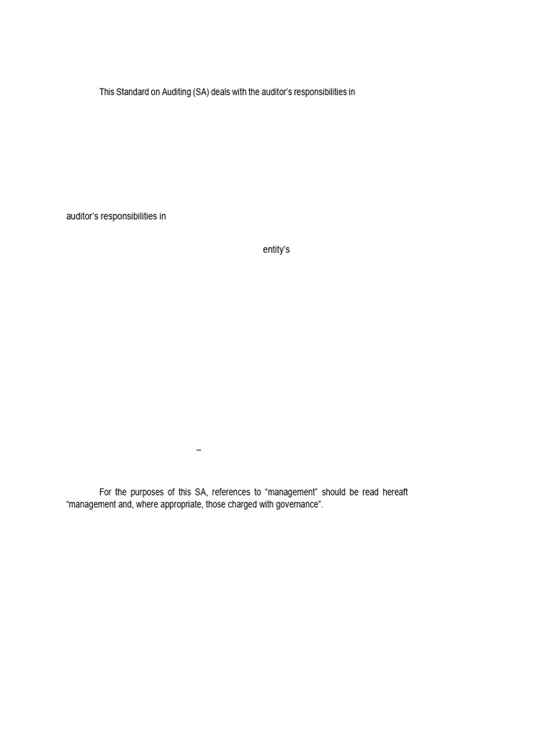 SA 210 FINAL | PDF | Auditor's Report | Audit