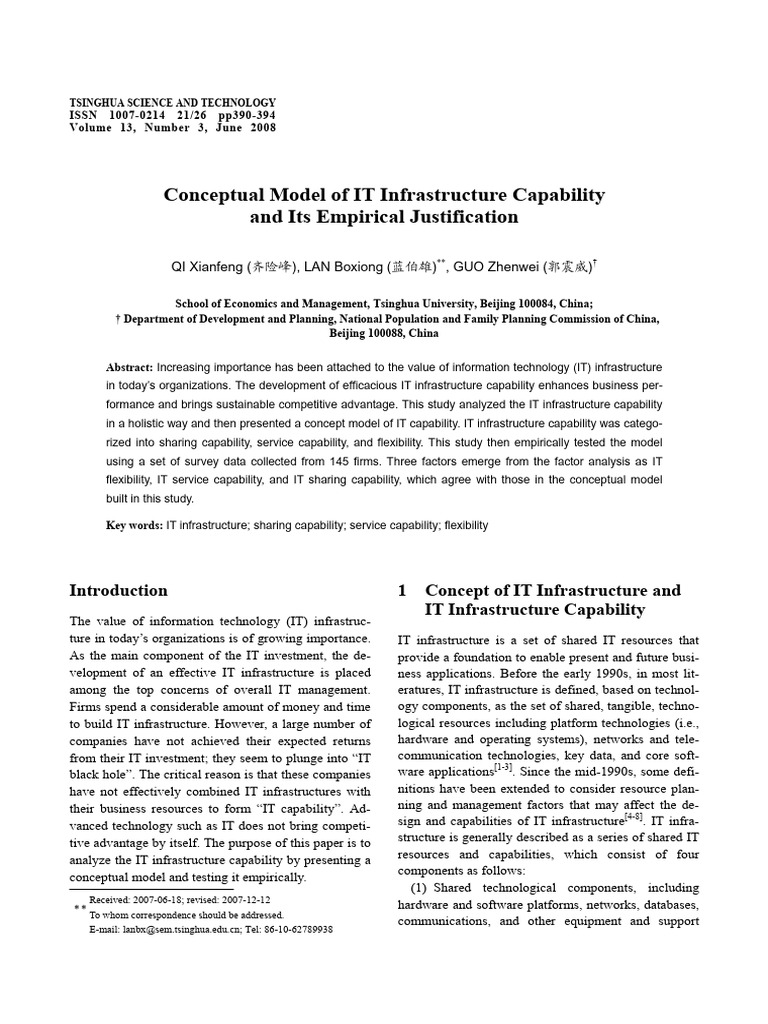 Conceptual Model of IT Infrastructure Capability and Its Empirical Justification | PDF | Factor ...