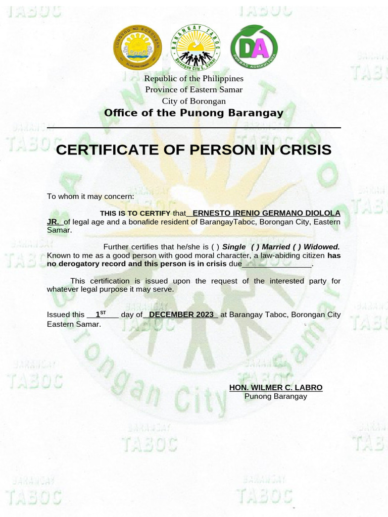 Certificate of Crisis 2023 | PDF