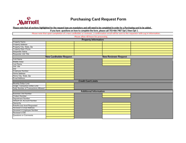 Purchasing Card Request Form | PDF