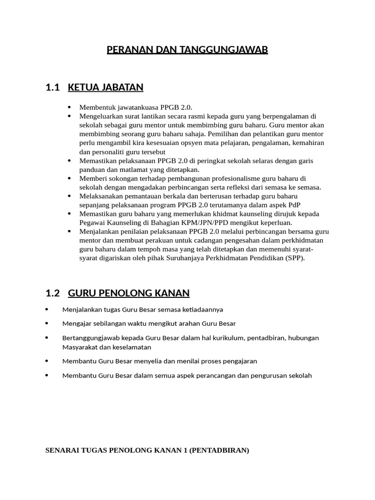 Tanggungjawab Ketua Jabatan Sekolah | PDF