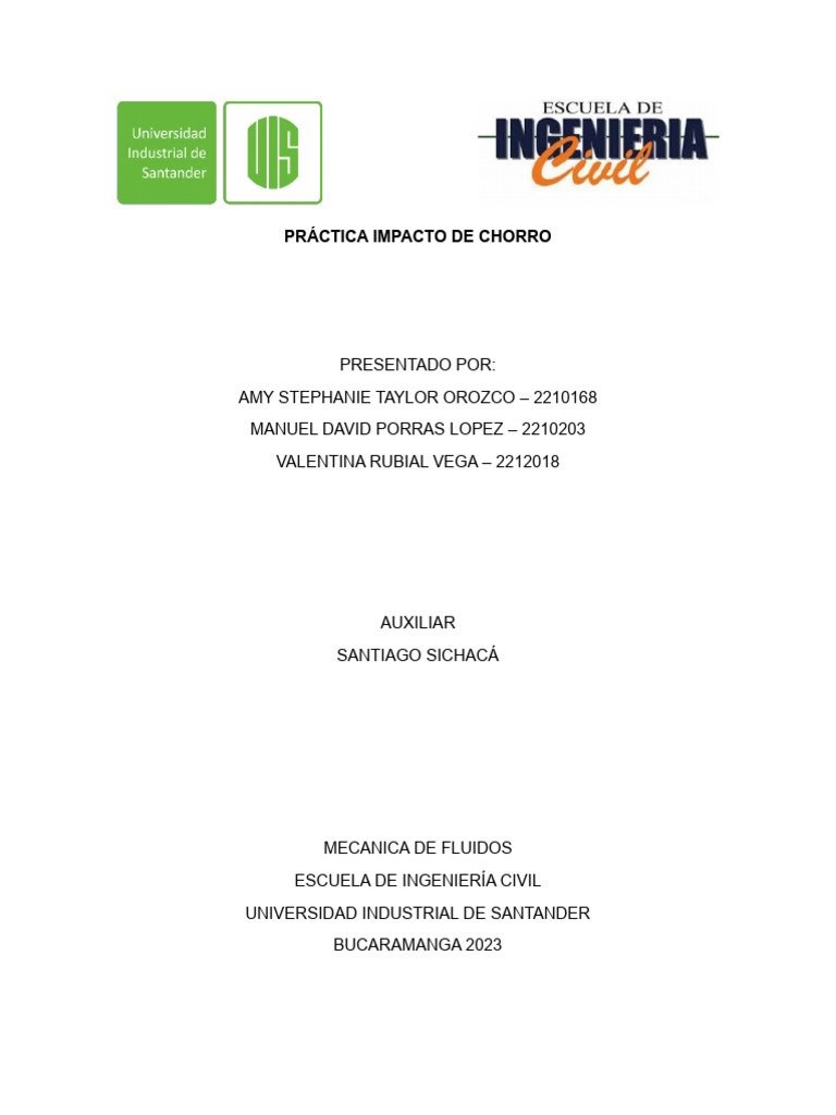 PRÁCTICA IMPACTO DE CHORRO | PDF | Fuerza | Mecanica clasica