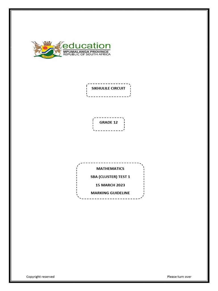 Grade 12 Sba Test 1 Memo (2023) | PDF