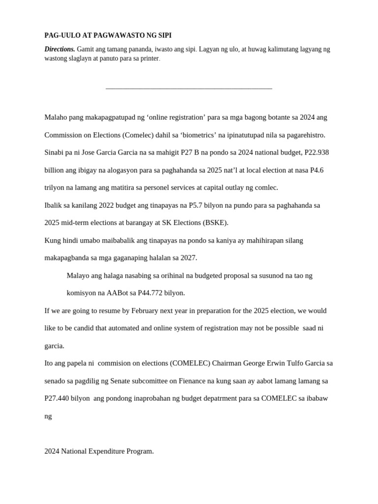 CRHW 1 Filipino Elem at Sec | PDF