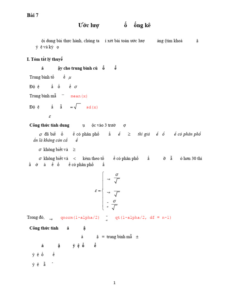 Bai 7 - Uoc Luong Tham So Thong Ke | PDF