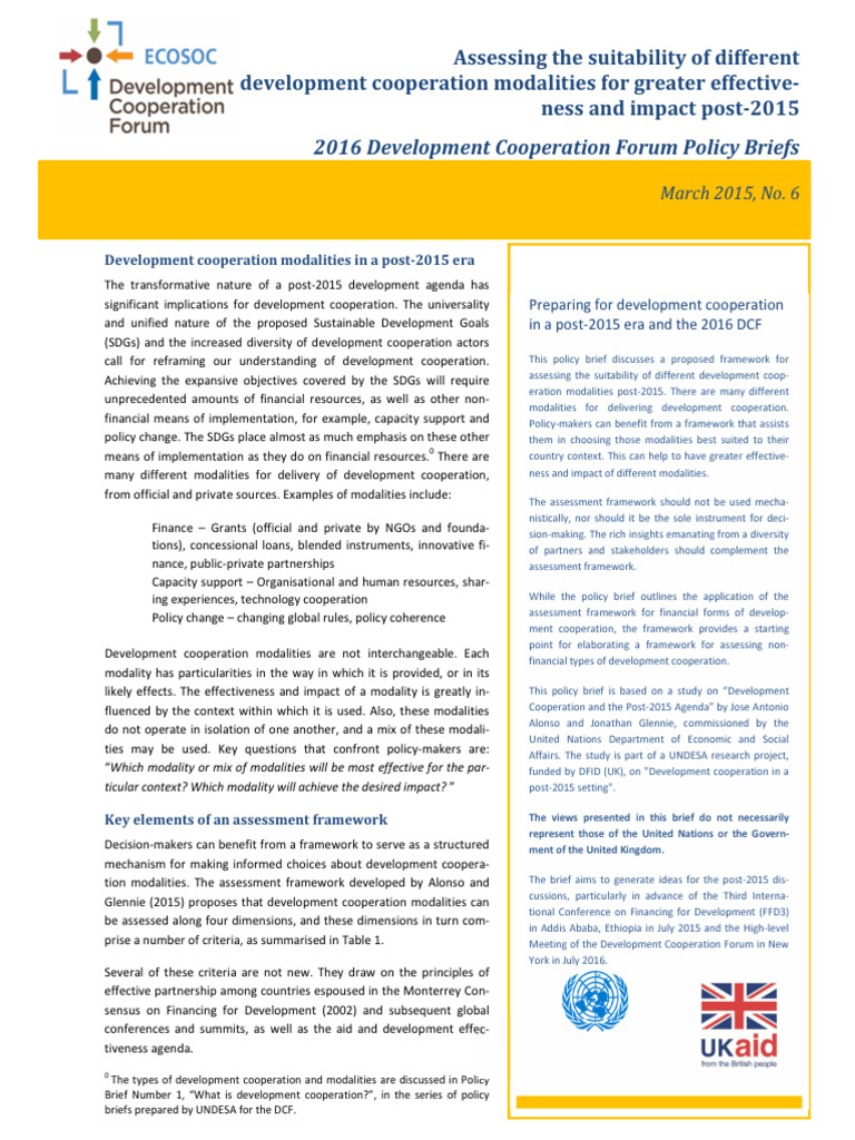 Development Cooperation Modalities Framework | PDF | Development Aid ...