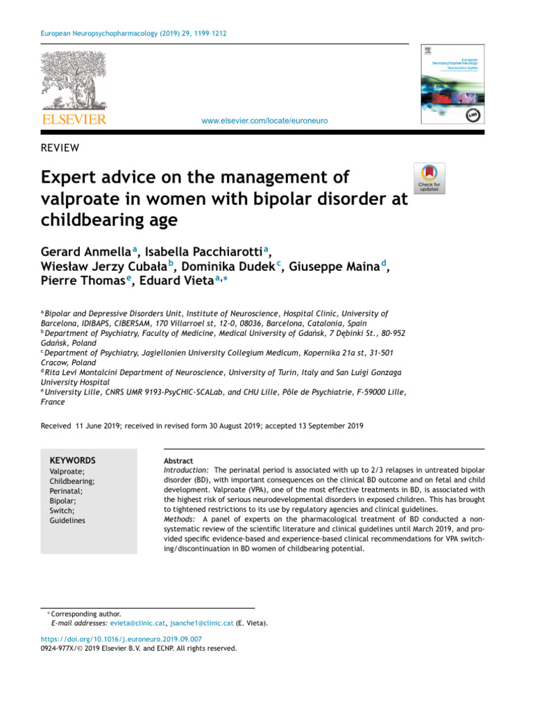 Anmella 2019 - Expert Advice On The Management of Valproate in Women ...