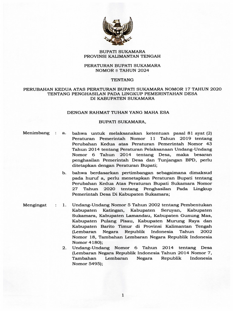 perbub gaji 2024 | PDF