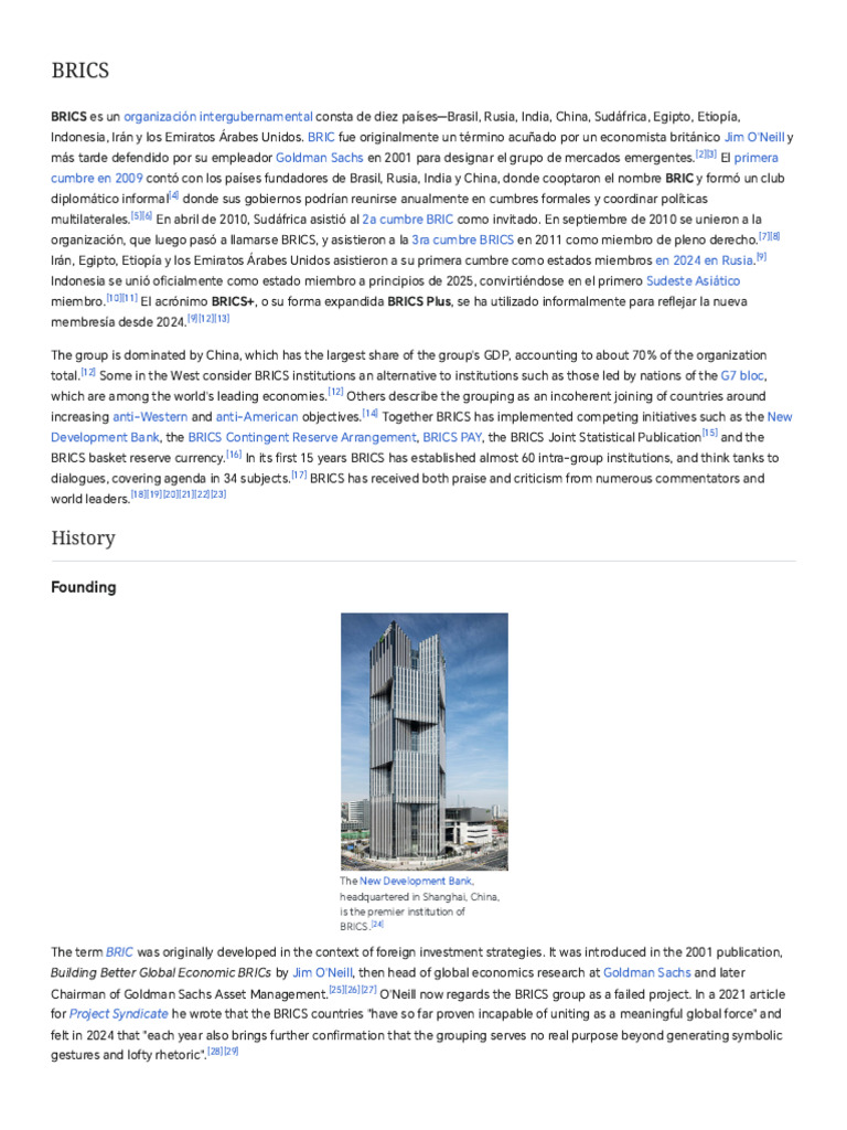 BRICS - Wikipedia | PDF | Gross Domestic Product | Bric