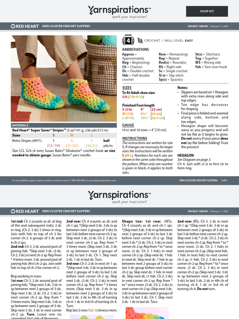 Red Heart Hexi-Magic Crochet Slippers | PDF | Crochet | Crafts