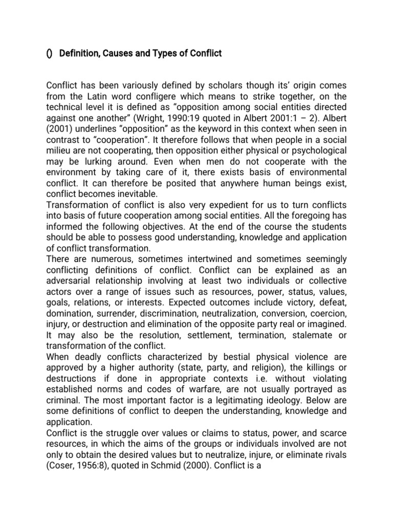 Understanding Conflict: Definitions & Types | PDF