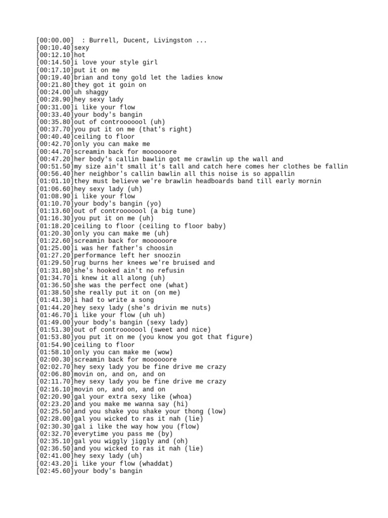 Brian & Tony Gold - Hey Sexy Lady - LRC | PDF