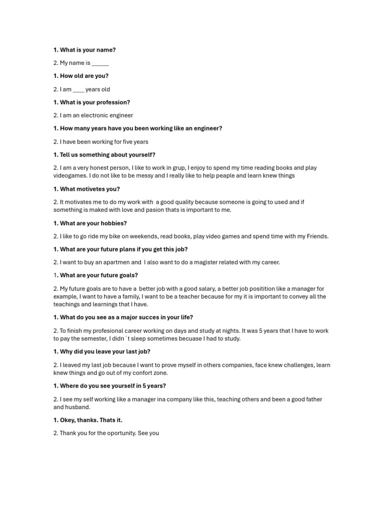 English Interview | PDF