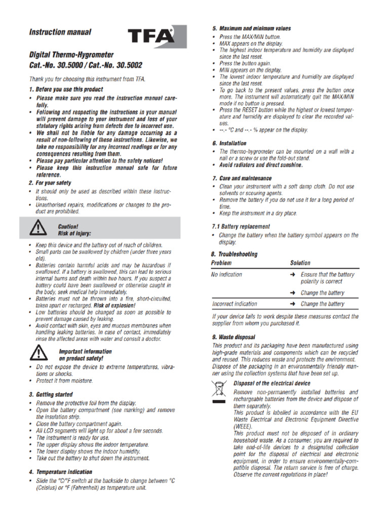 Tfa DOSTMAN Thermohygrometer | PDF