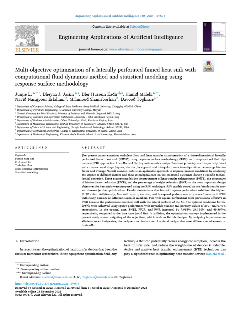 Eaai Desirability Rsm (2024) | PDF | Heat Transfer | Artificial Intelligence