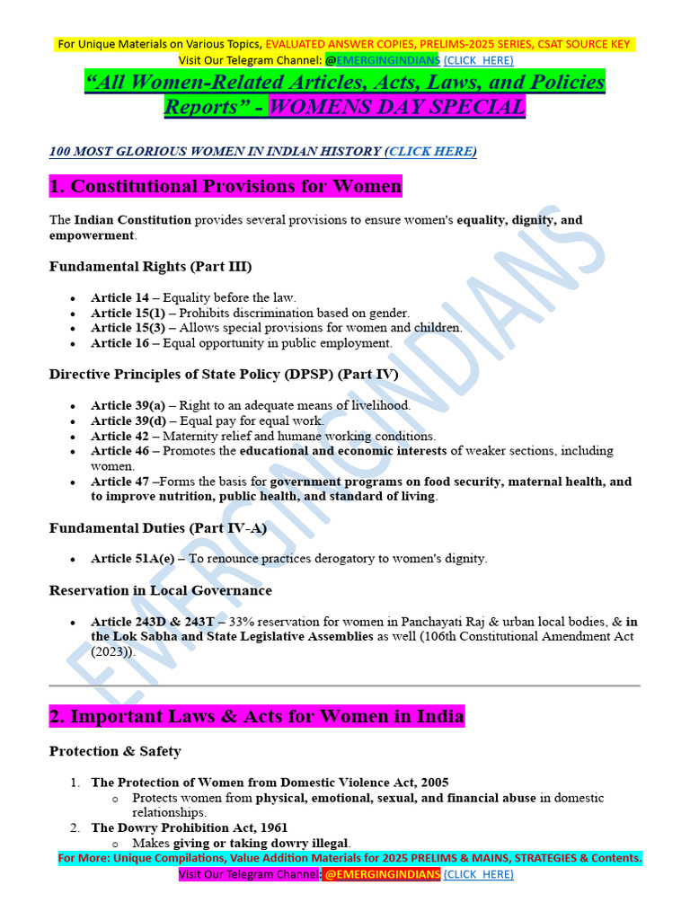 Women Acts Laws Policies Reports | PDF