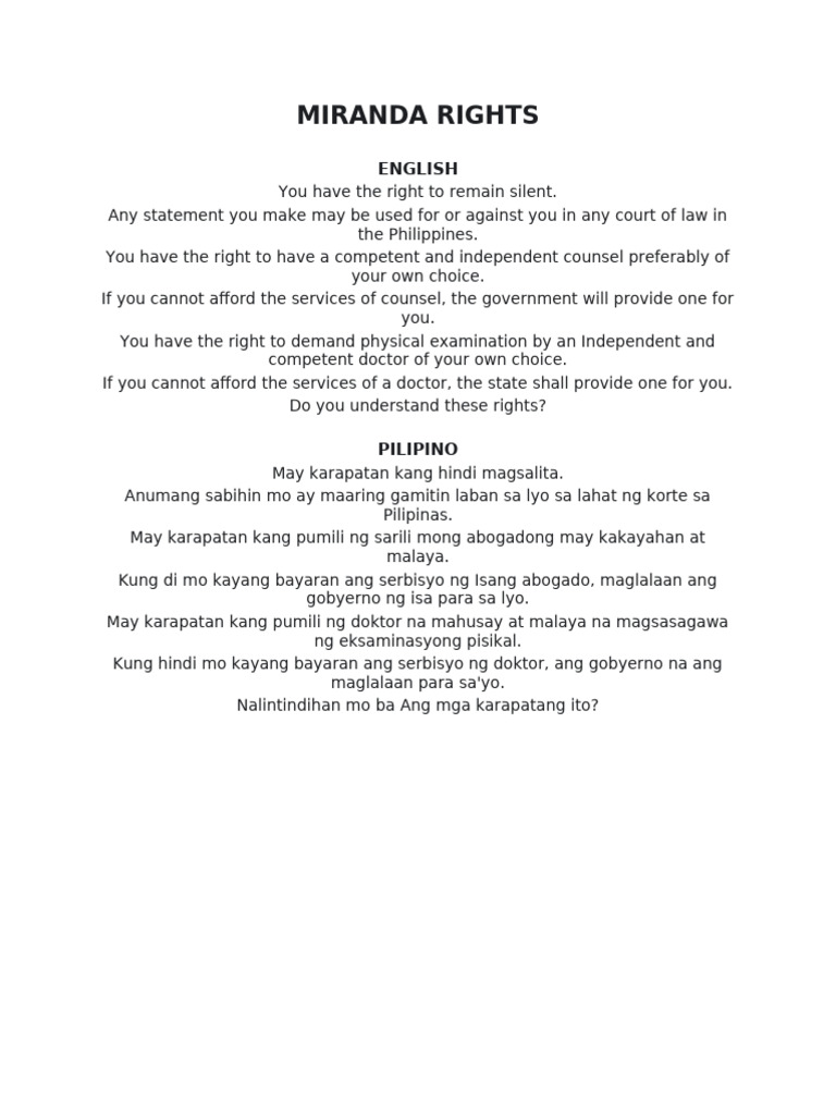 Miranda Rights | PDF