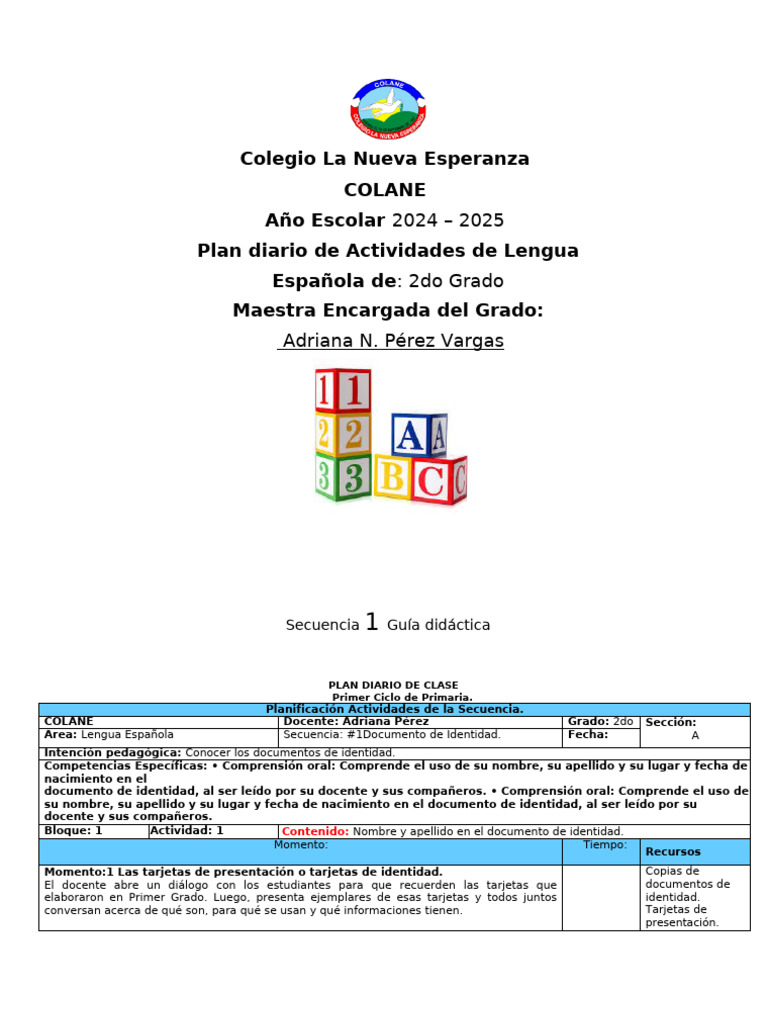 2do Primaria (Identidad) | PDF | Sílaba | Vocal