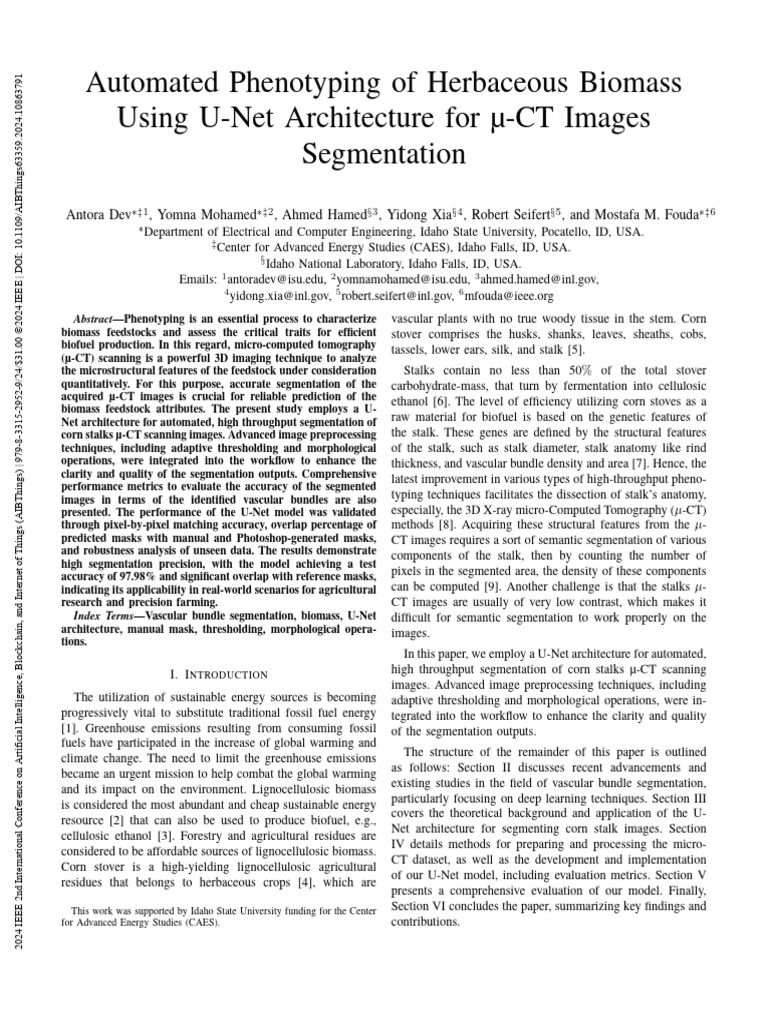 Automated Phenotyping of Herbaceous Biomass Using U-Net Architecture For - CT Images ...