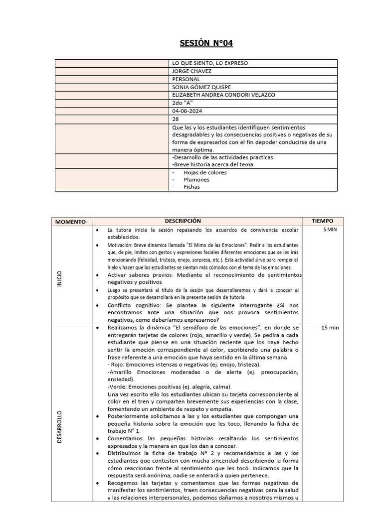 Expresión de Sentimientos en Clase | PDF | Las emociones | Ira