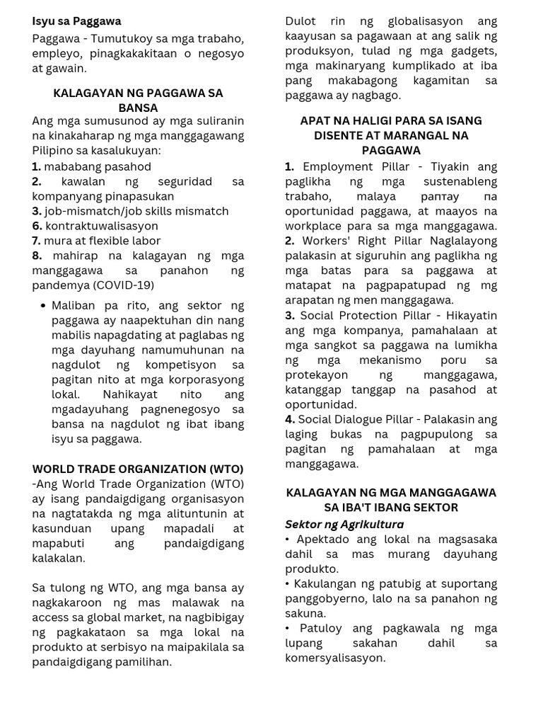 Ap - 10 - Isyu Sa Paggawa | PDF