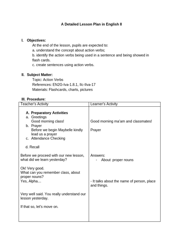 a-detailed-lesson-plan-in-english-1 | PDF | Flashcard | Learning