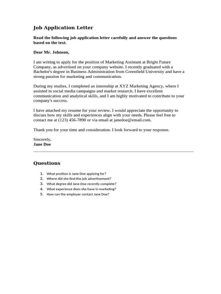 Job Application Letter | PDF