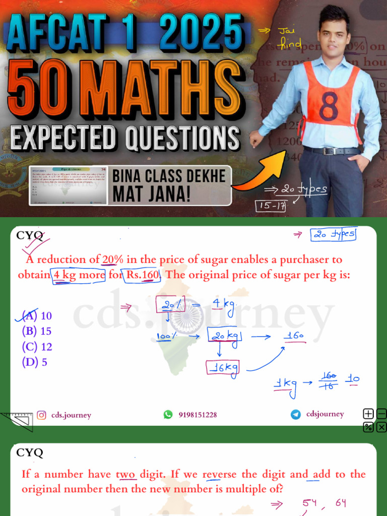 50 Expected AFCAT MAths Qus | PDF | Speed | Litre