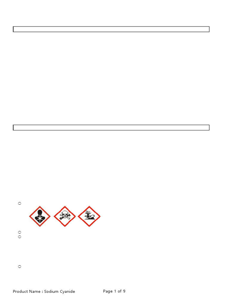 Sodium Cyanide MSDS Overview | PDF | Cyanide | Firefighting