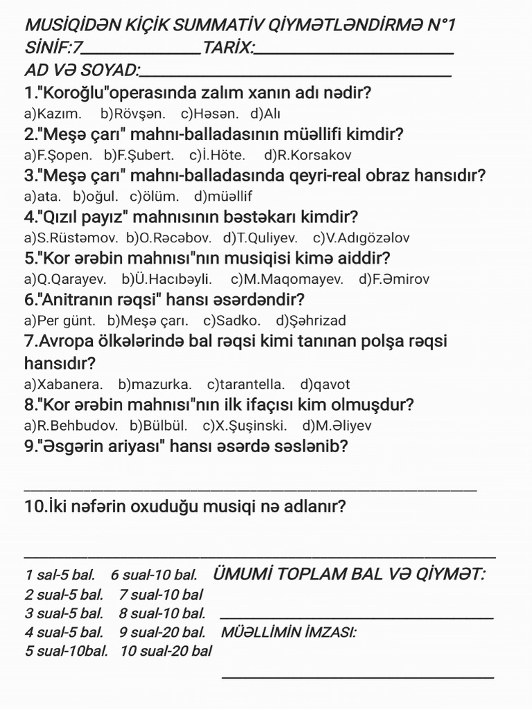 Şəmsiyyə Əliyeva KSQ 1 (7 ci sinif) | PDF