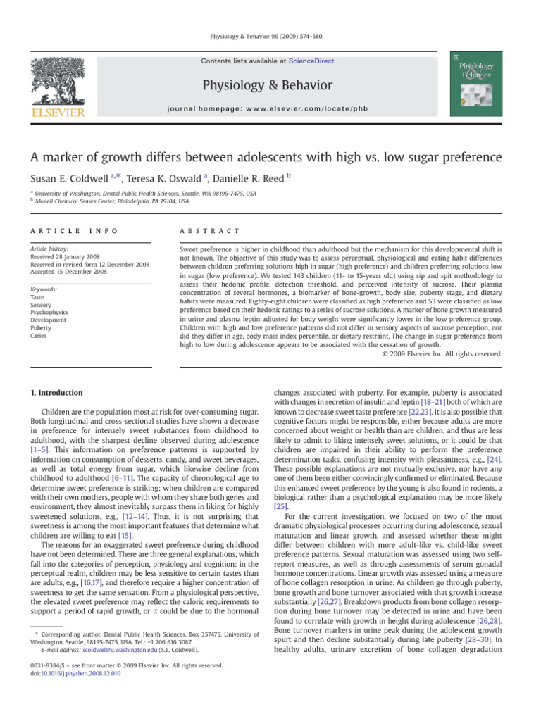 A Marker of Growth Differs Between Adolescents With High Vs Low Sugar ...