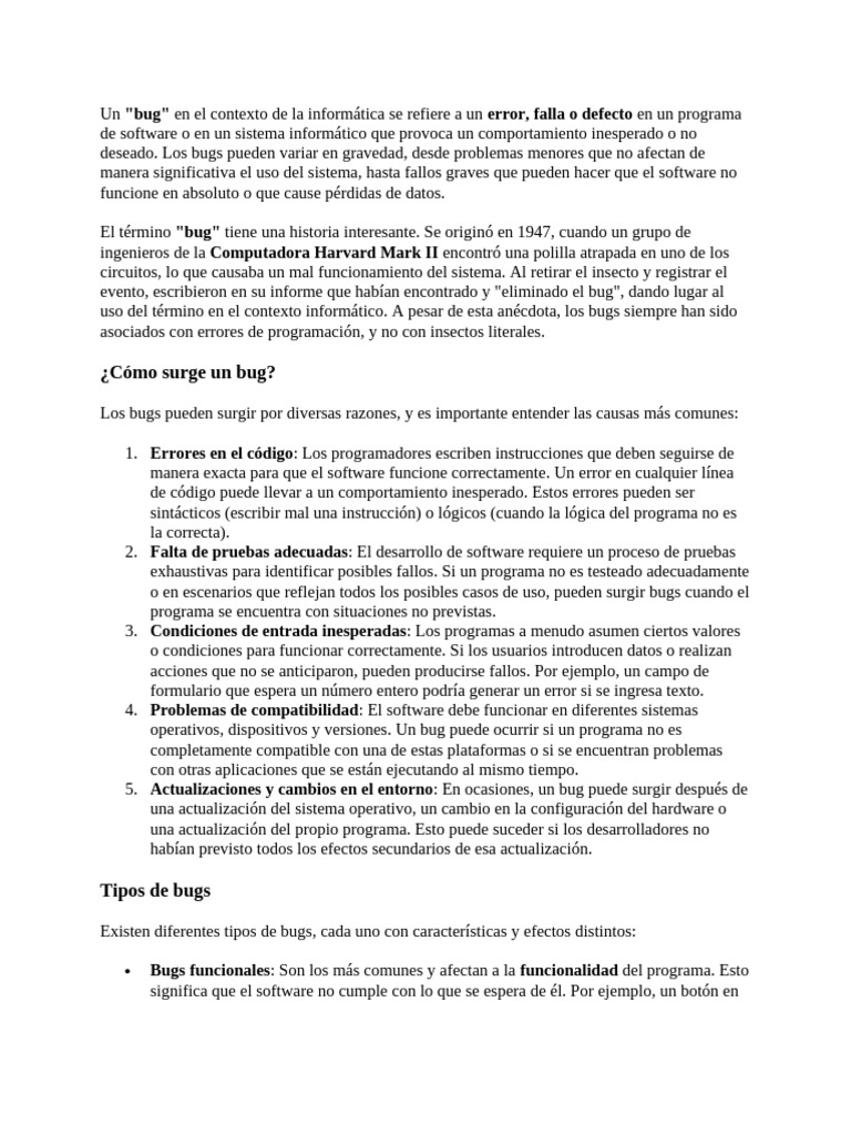 Entendiendo los Bugs en Software | PDF | Error de programación | Software