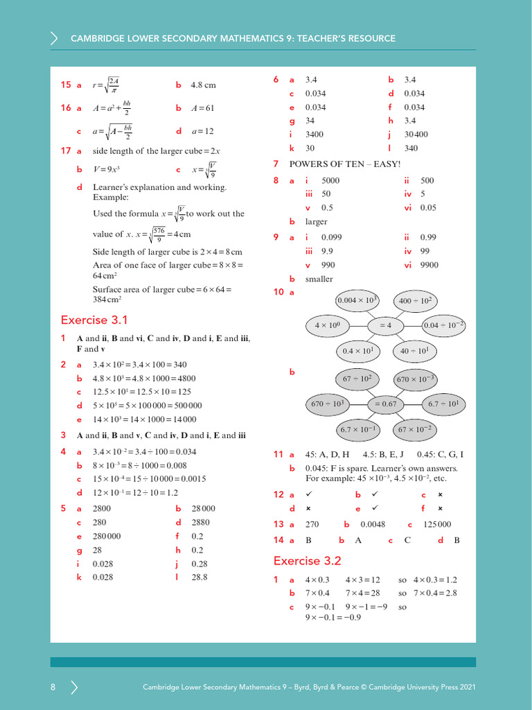 Cambridge Lower Secondary Math 9 Answers | PDF | Arithmetic | Mathematics