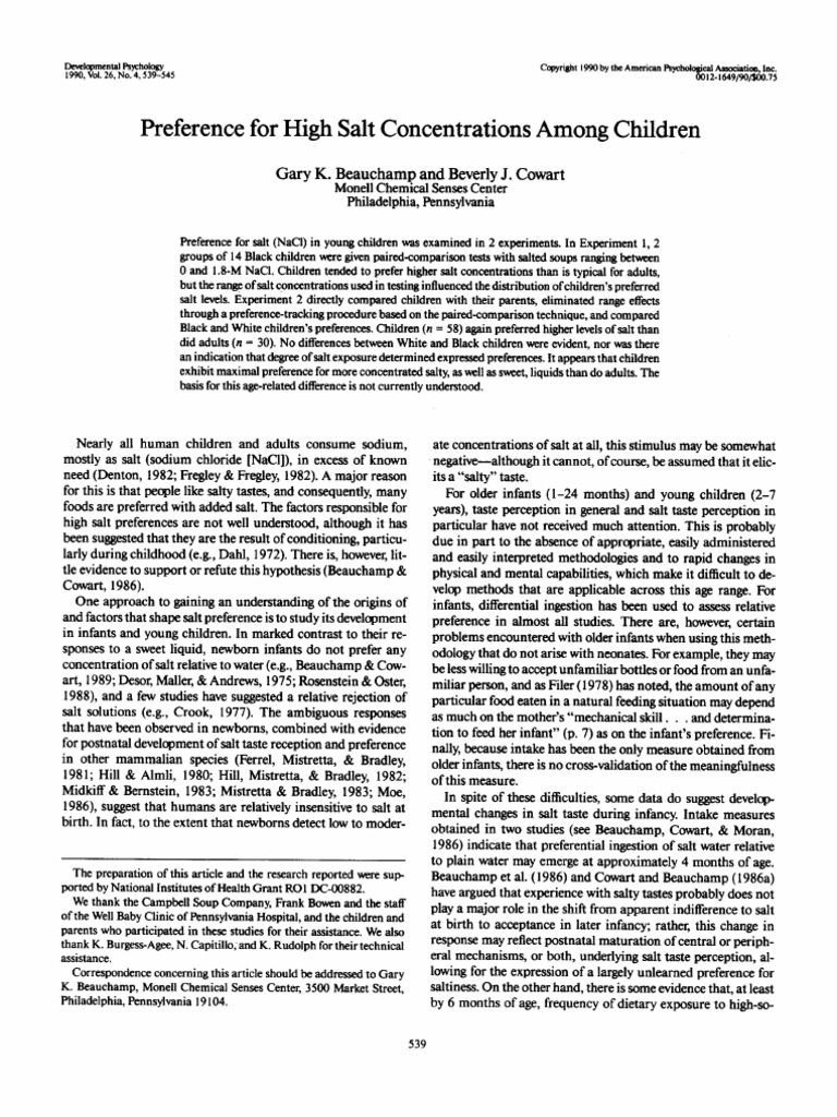 Preference_for_high_salt_concentrations | PDF | Experiment | Taste