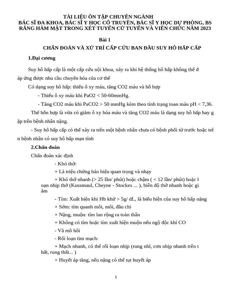 Tai on Mon Bs Da Khoa- Bs Yhct- Bs Yhdp - BSRHM Nam 2023 | PDF