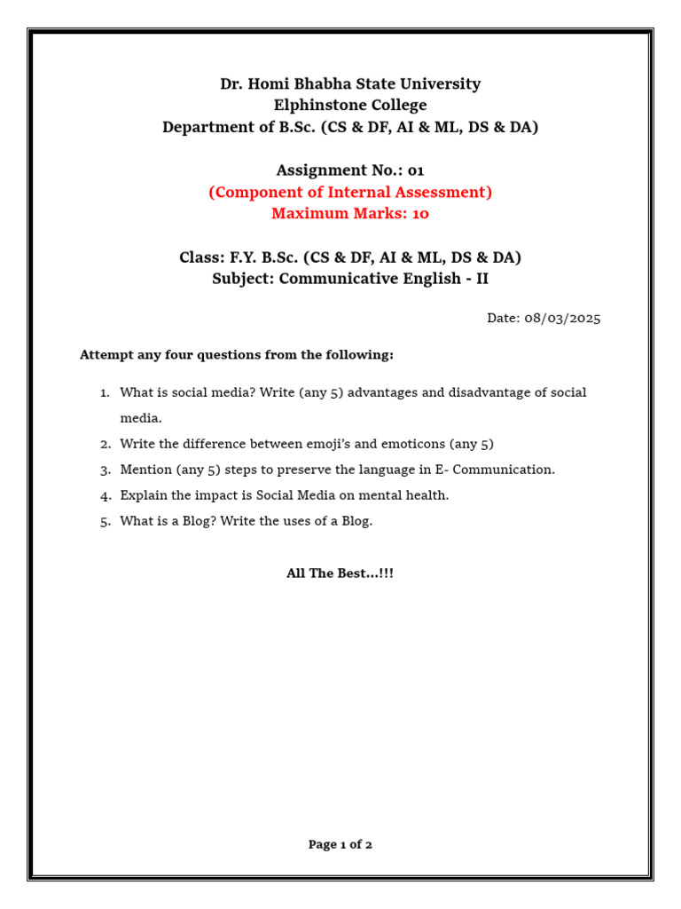 ENG & SAM - Assignment 1 | PDF