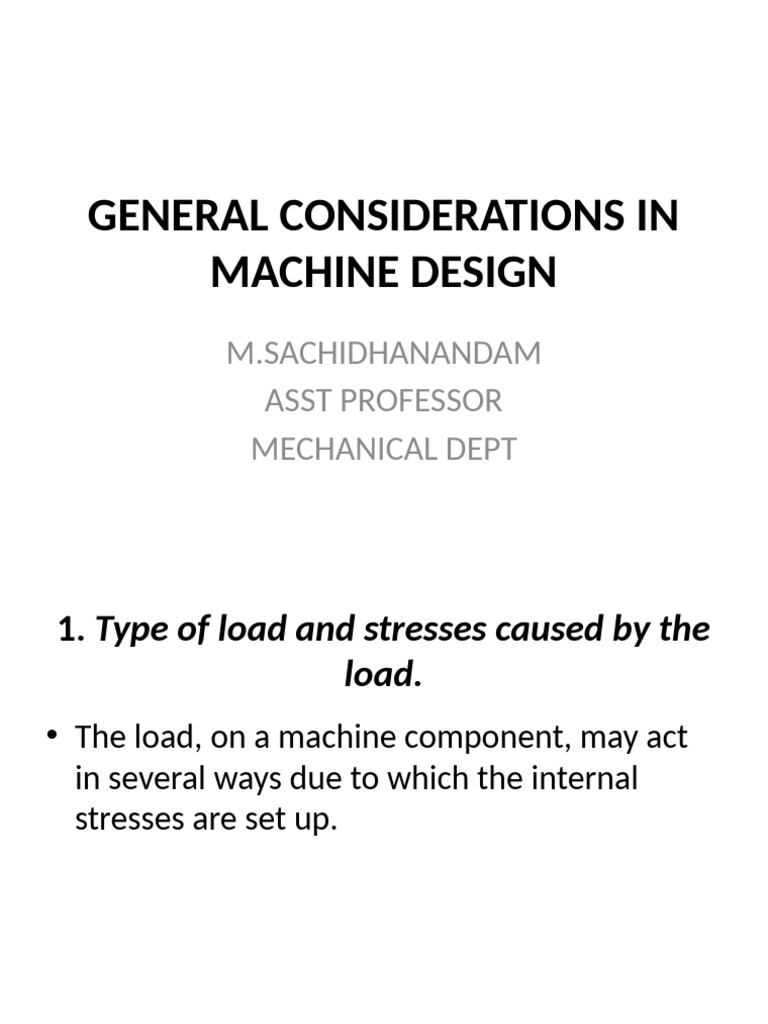 General Considerations in Machine Design | PDF | Friction | Machines