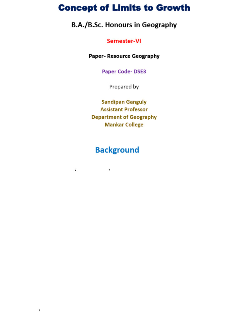 Concept of Limits To Growth | PDF | Resource Depletion | Economic Growth