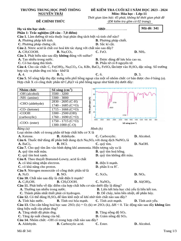 Ma - de - 341-Hk1-11-Nguyen Trai | PDF