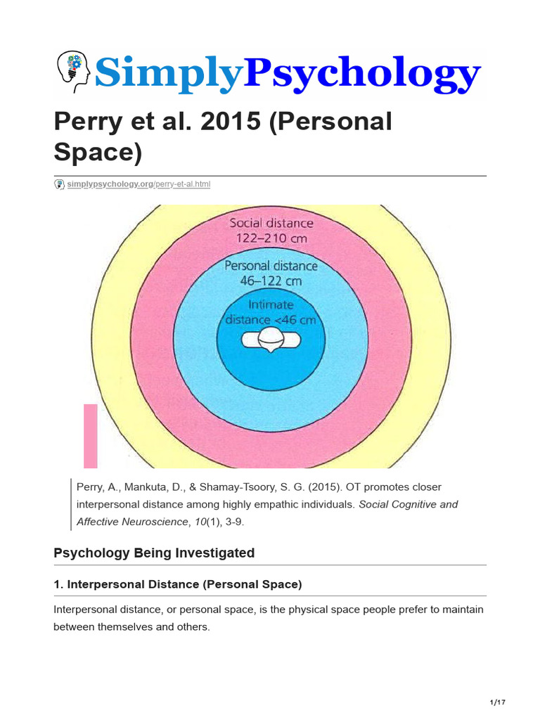 Perry Et Al Personal Space Summary | PDF | Empathy | Experiment