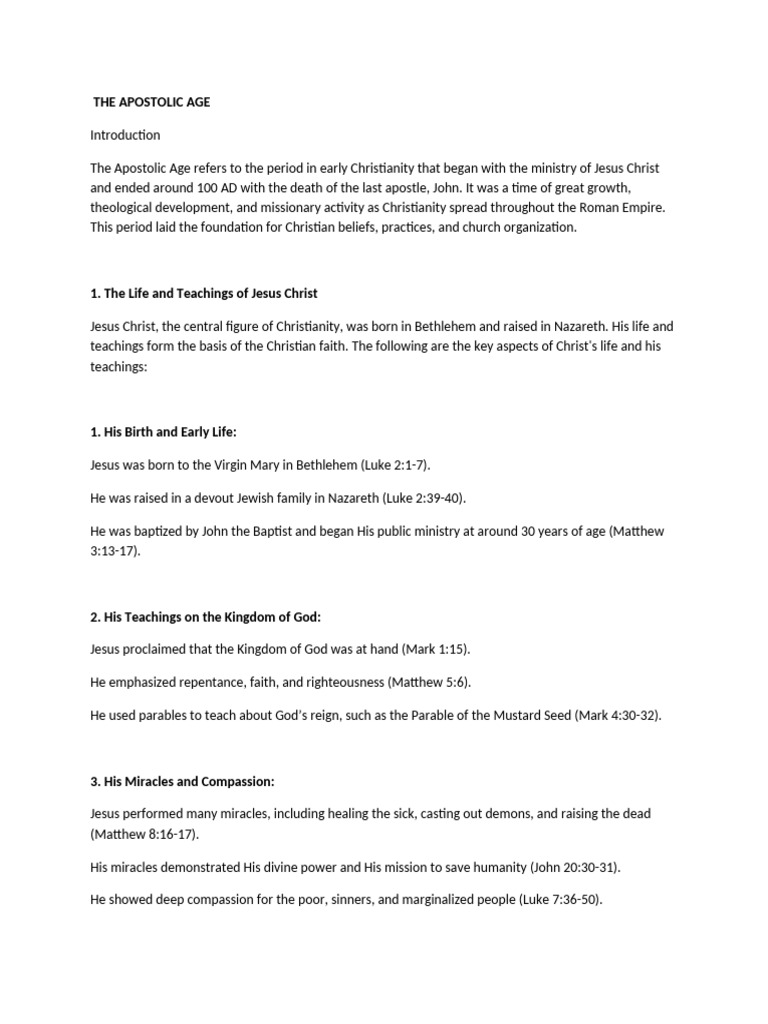 Overview of the Apostolic Age | PDF | Jesus | Acts Of The Apostles