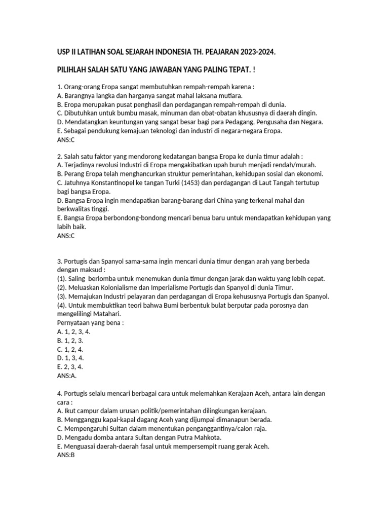 Sejarah Indonesia Usp Ii | PDF