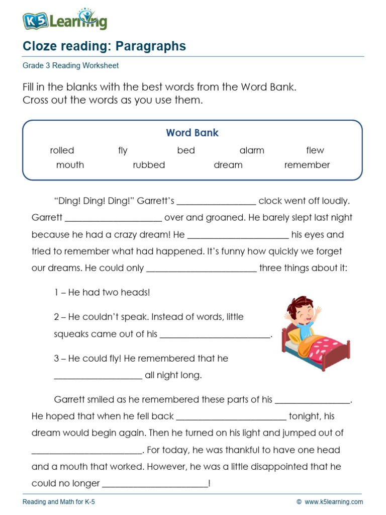 Grade 3 Cloze Reading Passage | PDF