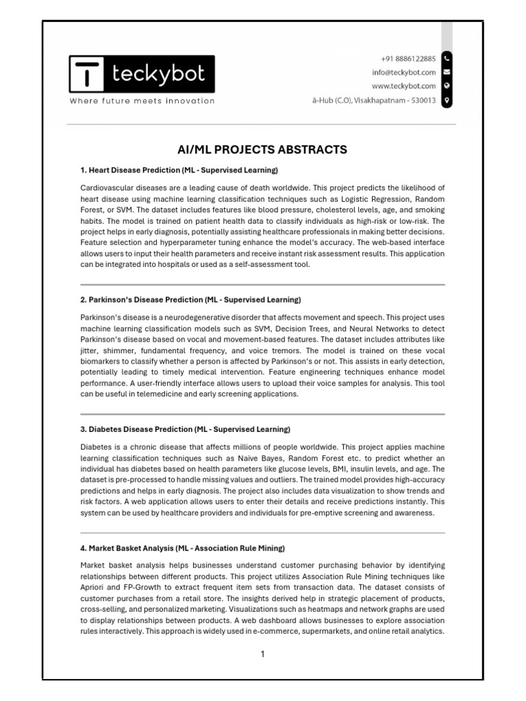 AI_ML Projects Titles With Abstracts | PDF | Machine Learning | Artificial Intelligence