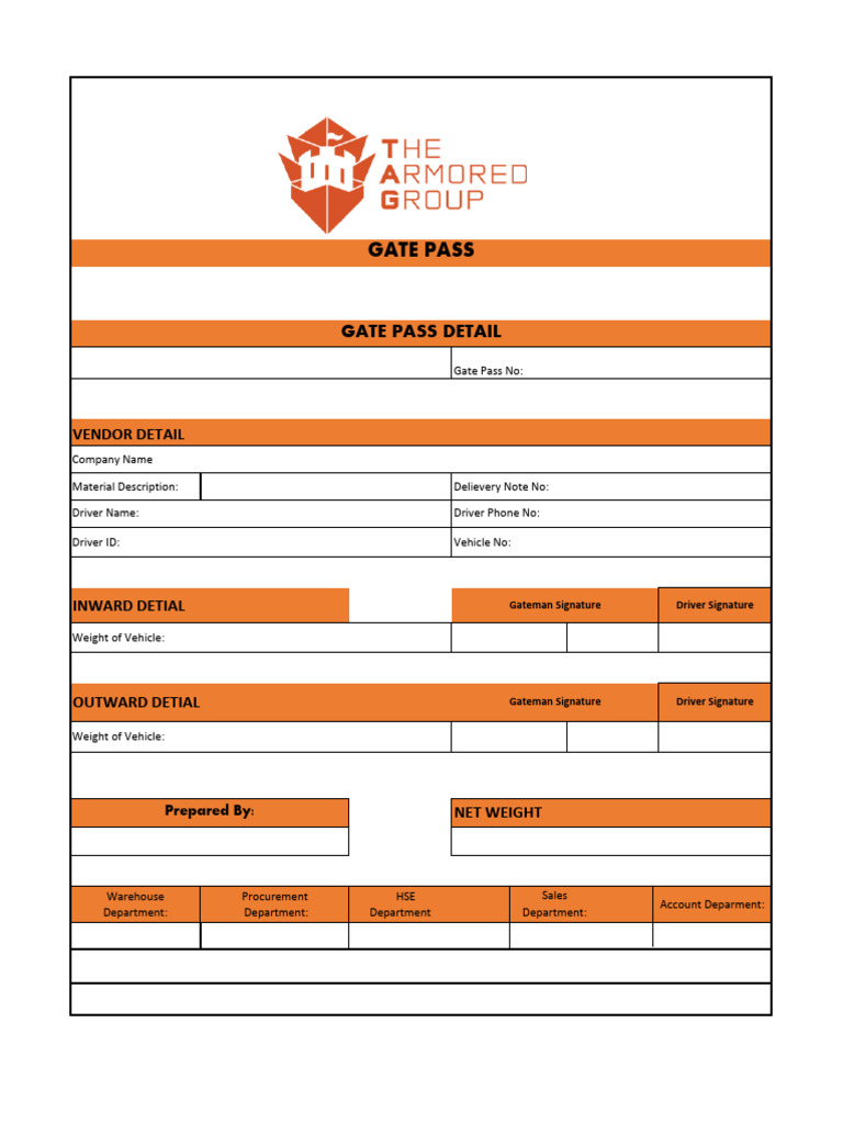Vehicle Gate Pass Format Template | PDF