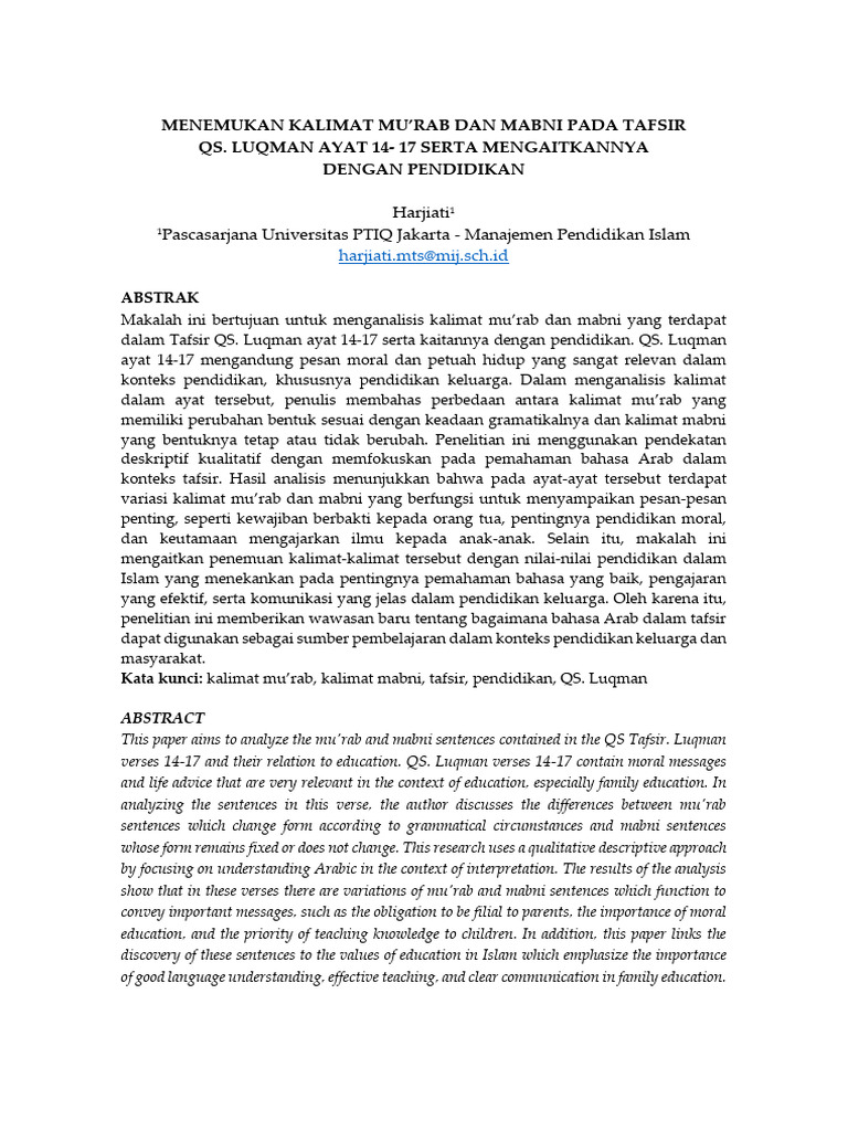 HARJIATI_1A_MPI_Kalimat mu’rab & mabni pada tafsir QS Luqman 14- 17 ...