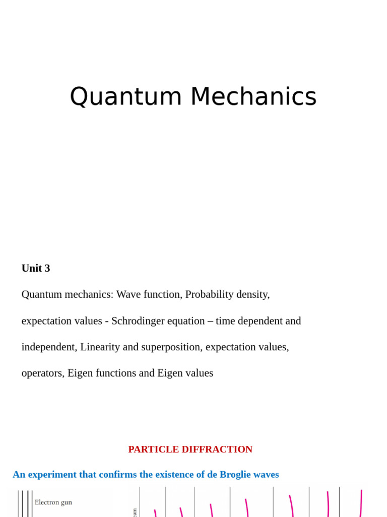 Unit 3 Quantum Mechanics Notes 1 | PDF | Quantum Mechanics | Diffraction